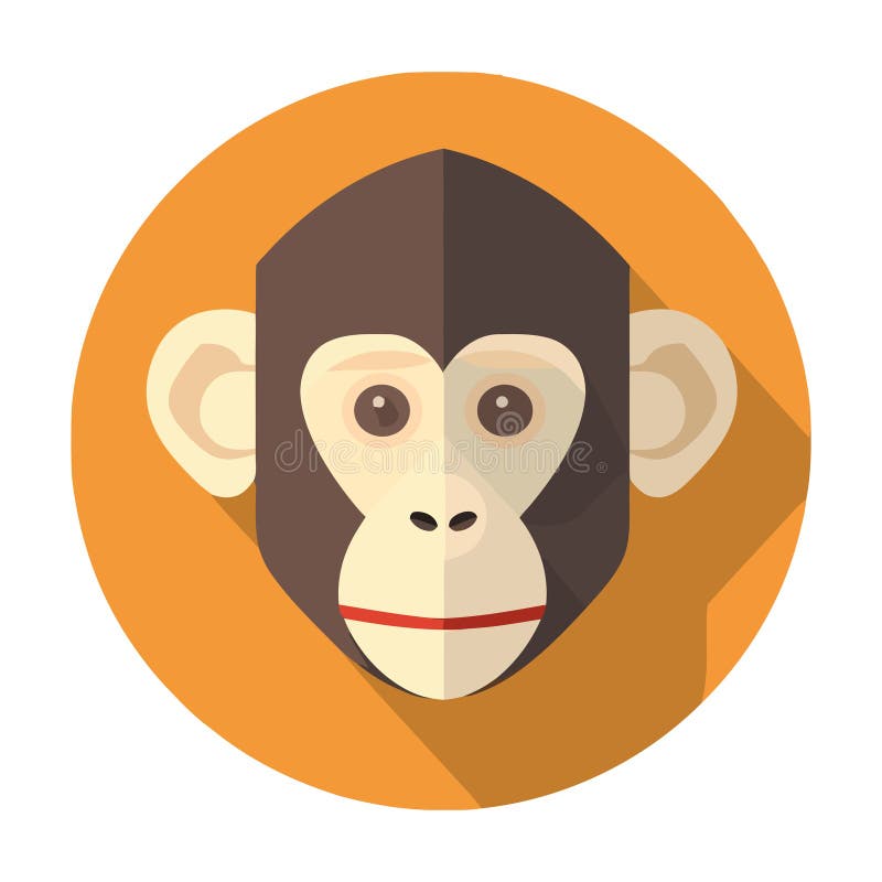 Cute Monkey Mascot Symbol in Flat Design Stock Vector - Illustration of ...