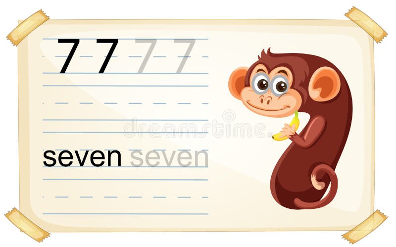Number Seven Tracing Worksheets Stock Vector - Illustration of graphic ...