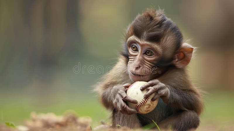 Cute Monkey Playing Baseball, Animal Sport. Generative Ai Stock ...