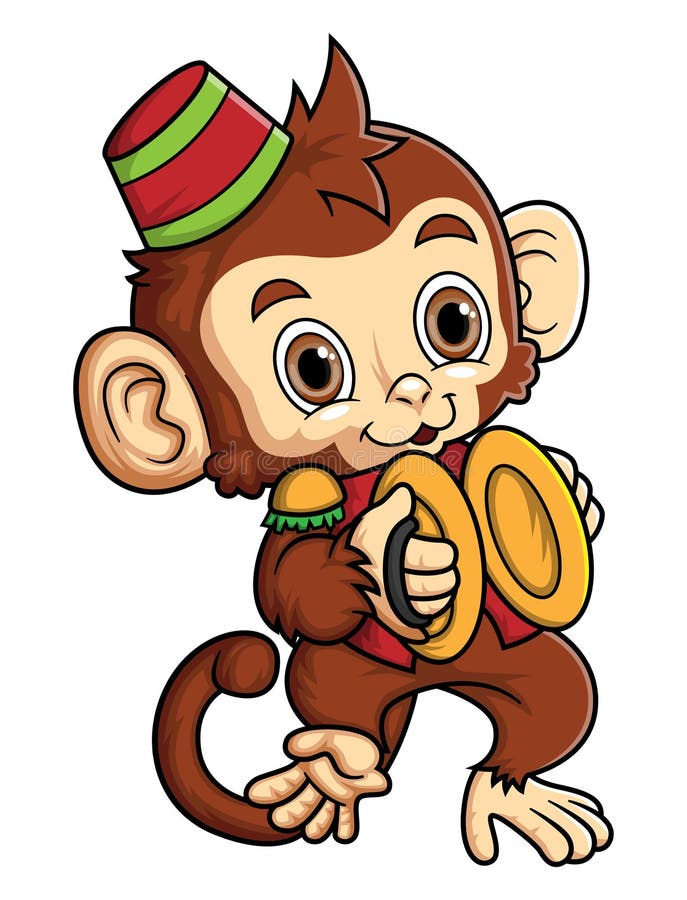 Cute Monkey Playing Percussion Hand Cymbals Stock Vector - Illustration ...