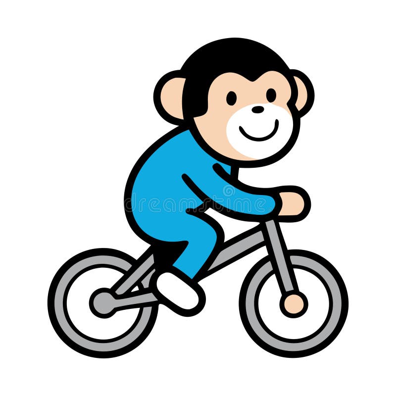 Cute Monkey Ride a Bicycle Vector Art Illustration Stock Vector ...