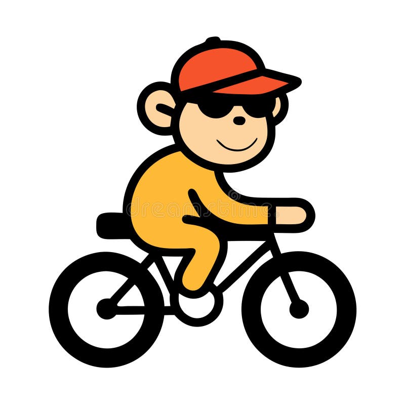 Cute Monkey Ride a Bicycle Vector Art Illustration Stock Vector ...