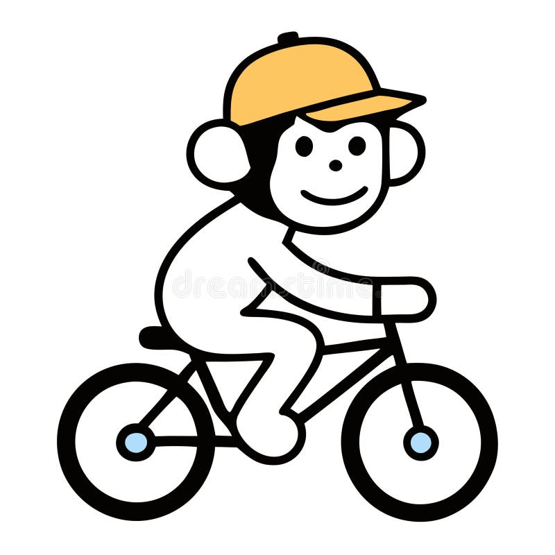 Cute Monkey Ride a Bicycle Vector Art Illustration Stock Vector ...