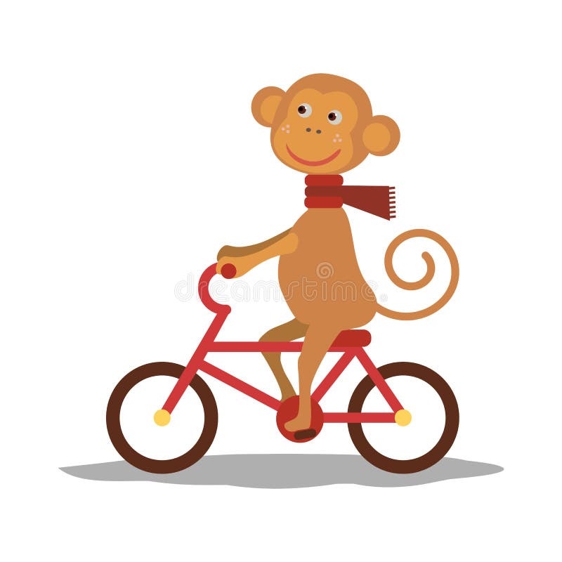 Monkey on Bicycle stock vector. Illustration of natural - 20527691