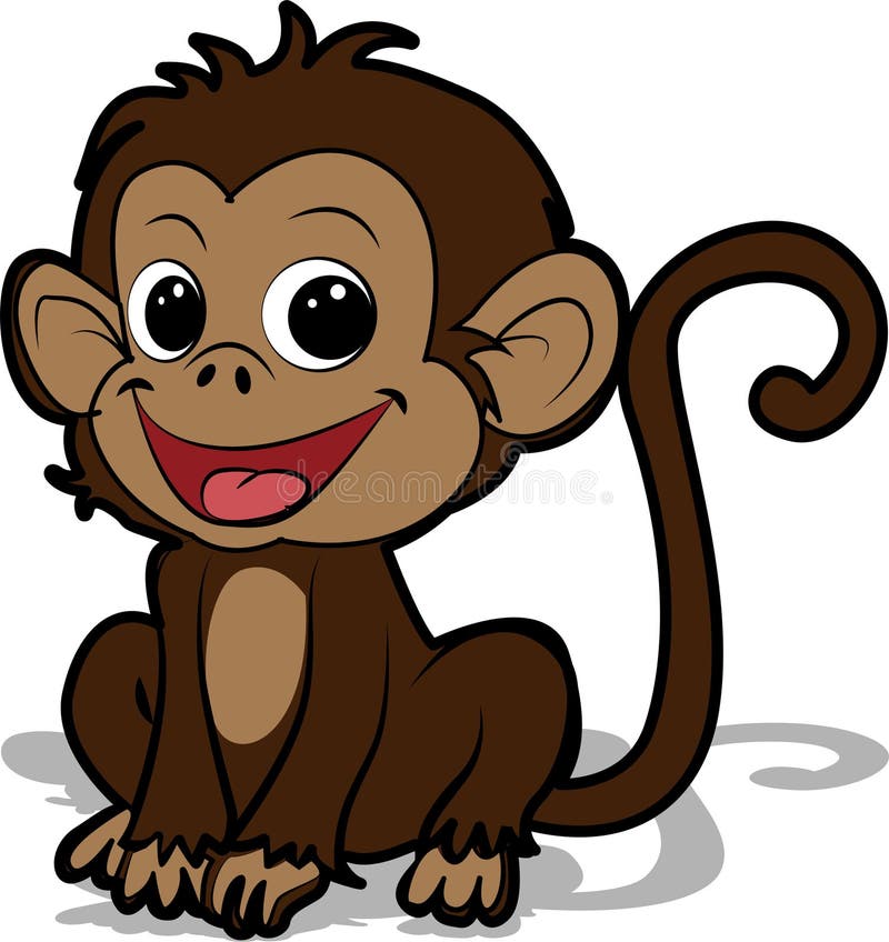 Cute Monkey Sitting Cartoon Vector Icon Illustration.Children S Monkey ...