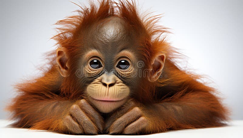 Cute Monkey Sitting, Staring, Looking at Camera in Nature Generated by ...