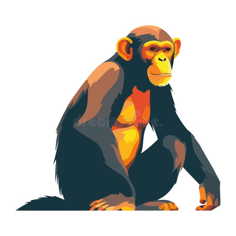 Cute Monkey Sitting in Tropical Rainforest Illustration Stock Vector ...