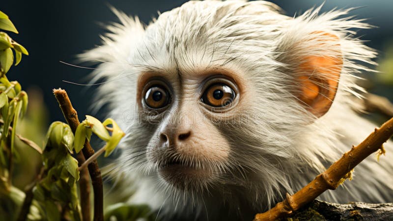 Cute Monkey Staring Close Up Portrait Nature Endangered Furry Stock ...