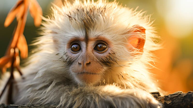 Cute Monkey Staring Close Up Portrait Nature Endangered Furry Stock ...