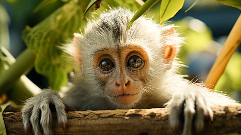 Cute Monkey Staring Close Up Portrait Nature Endangered Furry Stock ...