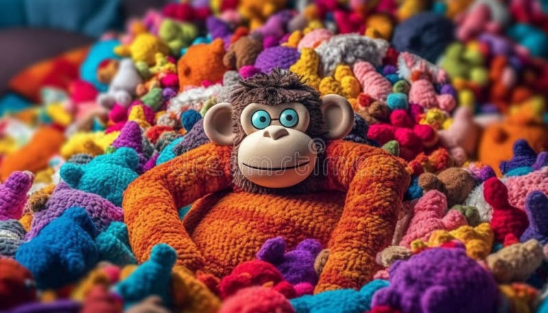 A Cute Monkey Toy, Knitted with Multi Colored Wool, Brings Fun ...