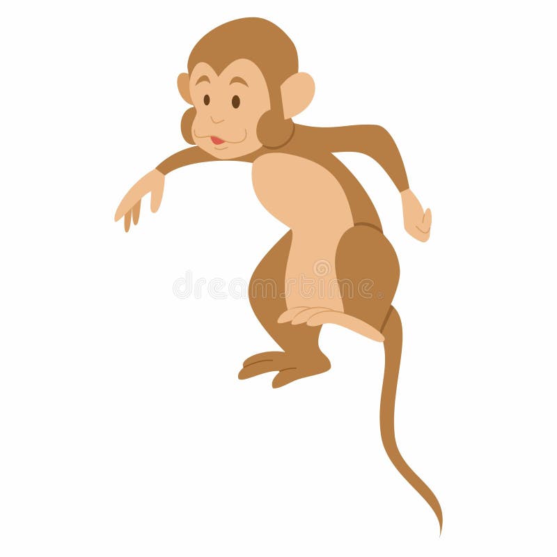 Monkey Walking Cross the River Stock Vector - Illustration of mammal ...