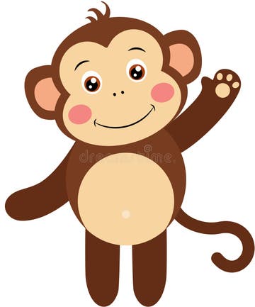 Cute Monkey Waving Isolated on White Stock Vector - Illustration of ...