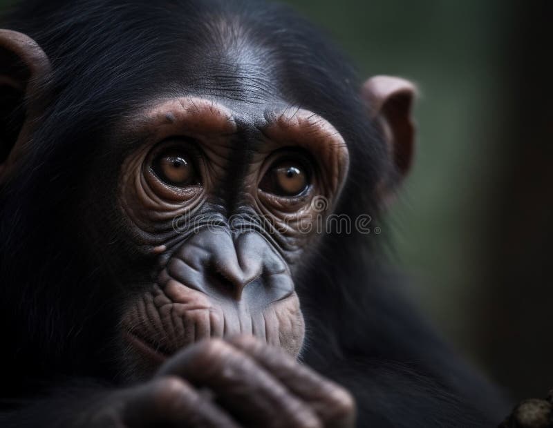 Cute Monkey in the Wild, Staring with Sad Expression Generated by AI ...