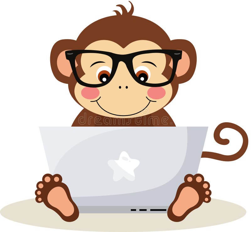 Funny Laptop Monkey Stock Illustrations – 97 Funny Laptop Monkey Stock ...