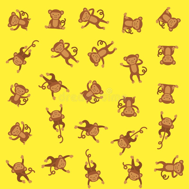 Cute Monkeys Pattern Background Stock Vector - Illustration of animal ...