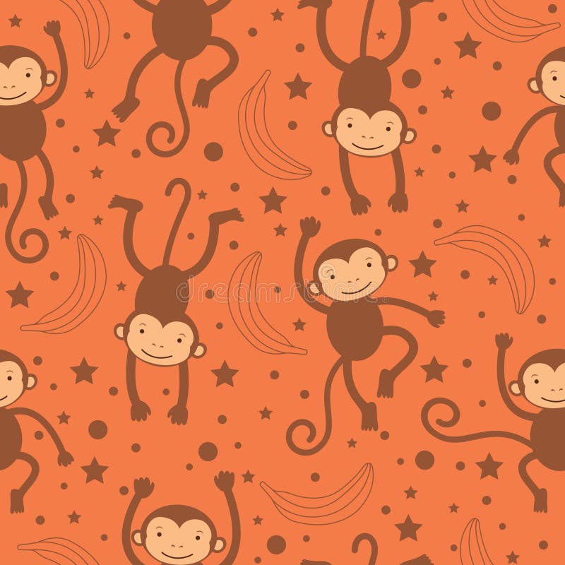 Monkey pattern seamless stock vector. Illustration of banana - 14283127