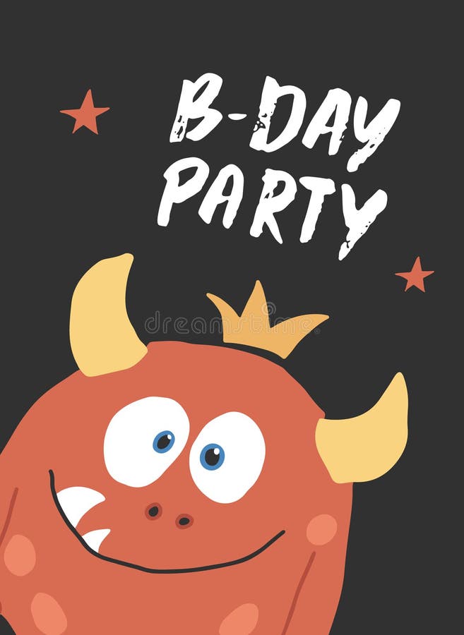 Cute Monster Birthday Greeting Card. Vector Illustration Stock Vector ...