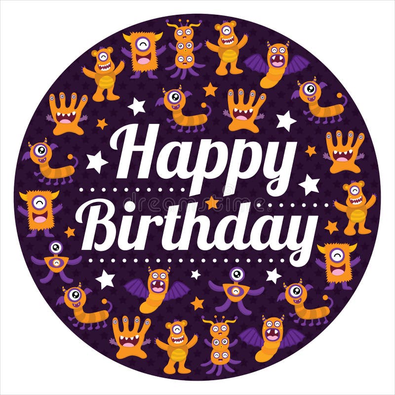 Cute Monster Birthday sign stock vector. Illustration of alien - 66686478