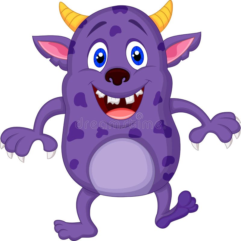 Cute Purple Monster Cartoon Stock Vector - Illustration of minimal ...