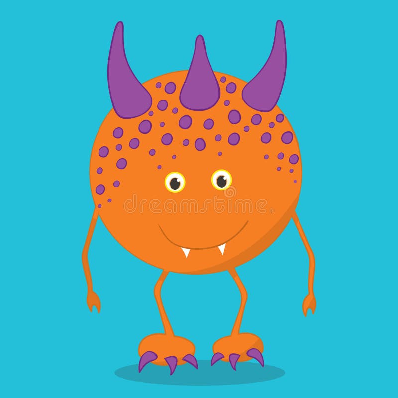 Cute Monster Circle Orange 02 Stock Vector - Illustration of circle ...