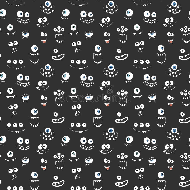 Seamless Pattern Scary Monster Faces Stock Illustrations – 295 Seamless ...
