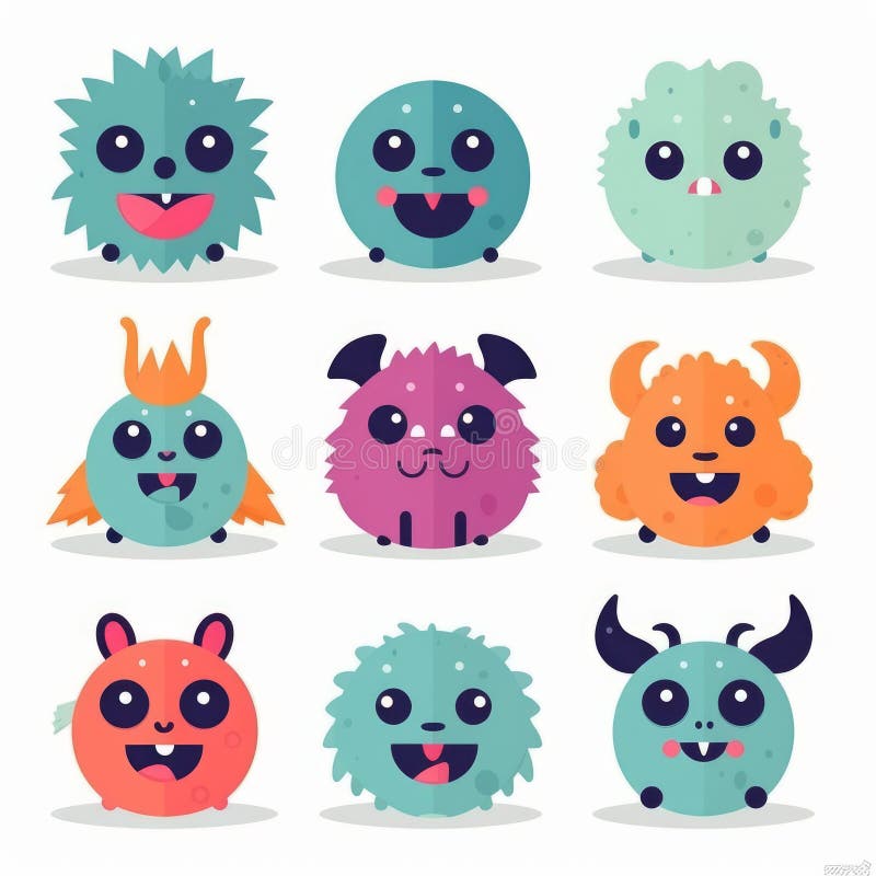 Cute Monster Icon Pack stock illustration. Illustration of monsters ...