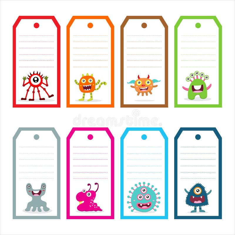Cute Monster tag card stock vector. Illustration of celebration - 66869405