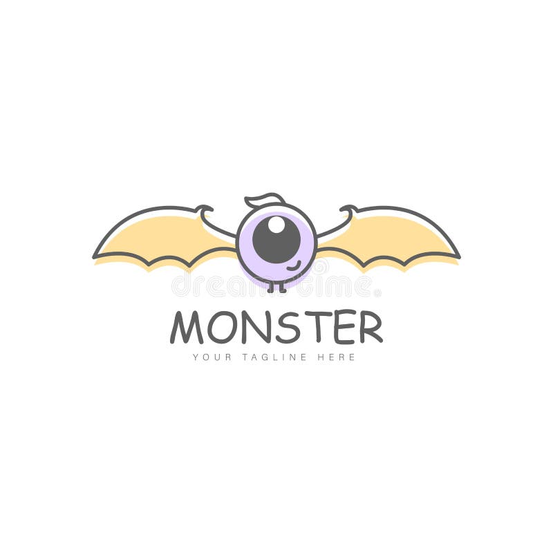 Cute Monster with Wings Logo Design Icon Illustration Stock Vector ...