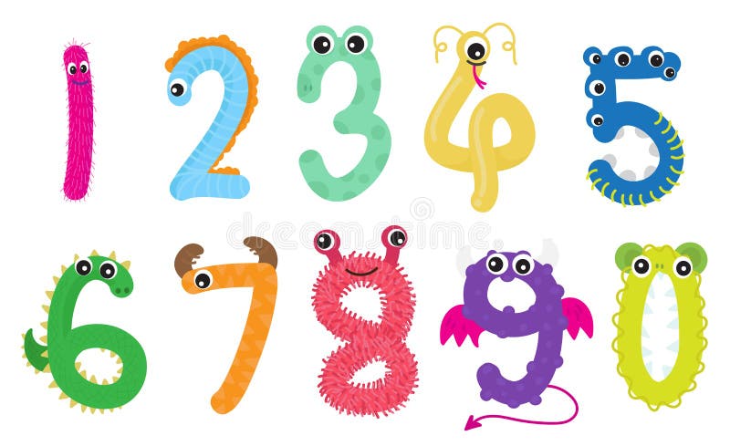 Cute Monsters Number Set stock vector. Illustration of alphabet - 127049790