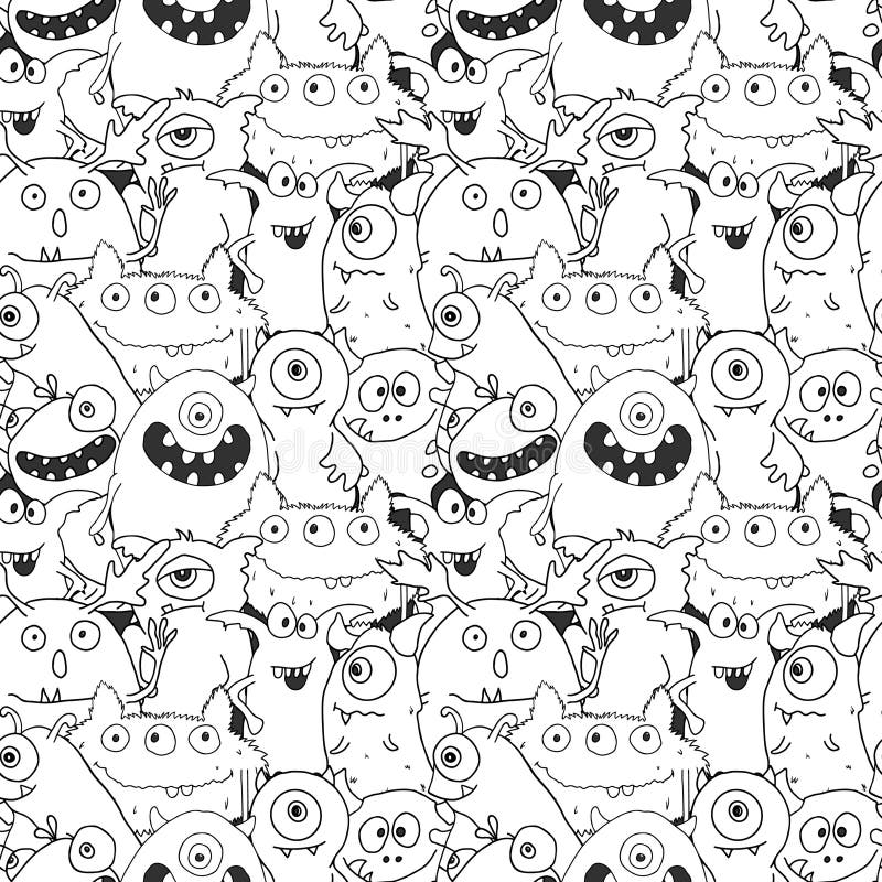 Cute Monsters Cards Set. Cartoon Monsters Collection Stock Vector ...