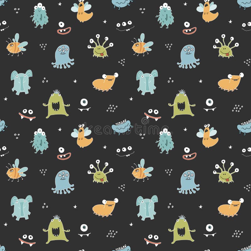 Cute Monsters Cards Set. Cartoon Monsters Collection Stock Vector - Illustration of beast, cute ...