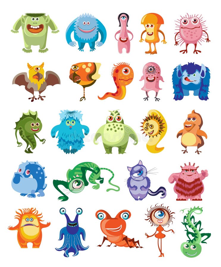 Cute monsters set stock illustration. Illustration of halloween - 106012585