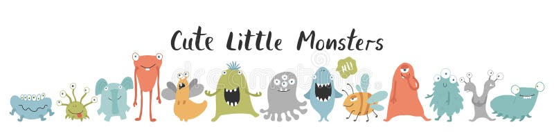 Cute Monsters Set. Cartoon Monsters Collection Stock Vector ...