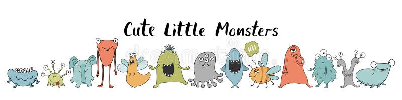 Cute Monsters Set. Cartoon Monsters Collection Stock Vector ...