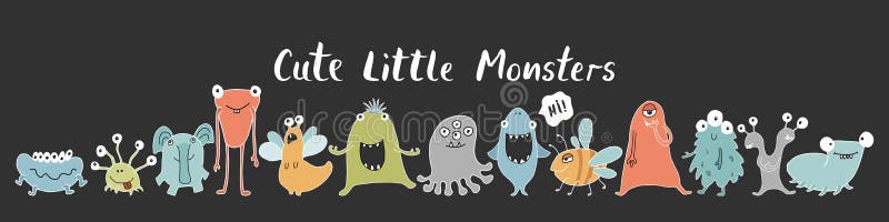 Cute Monsters Set. Cartoon Monsters Collection Stock Vector ...