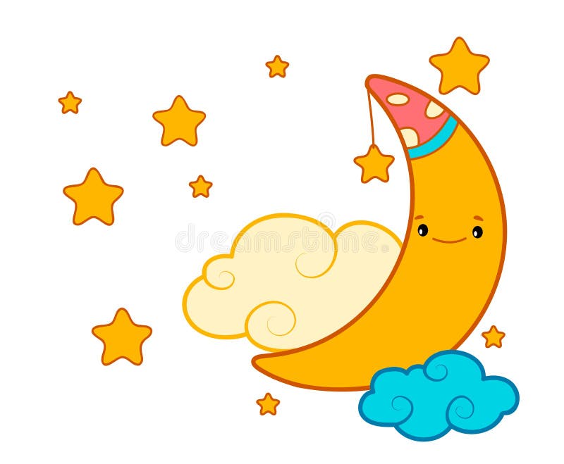 Cute Moon Cartoon. Moon Clipart Vector Illustration Stock Vector ...