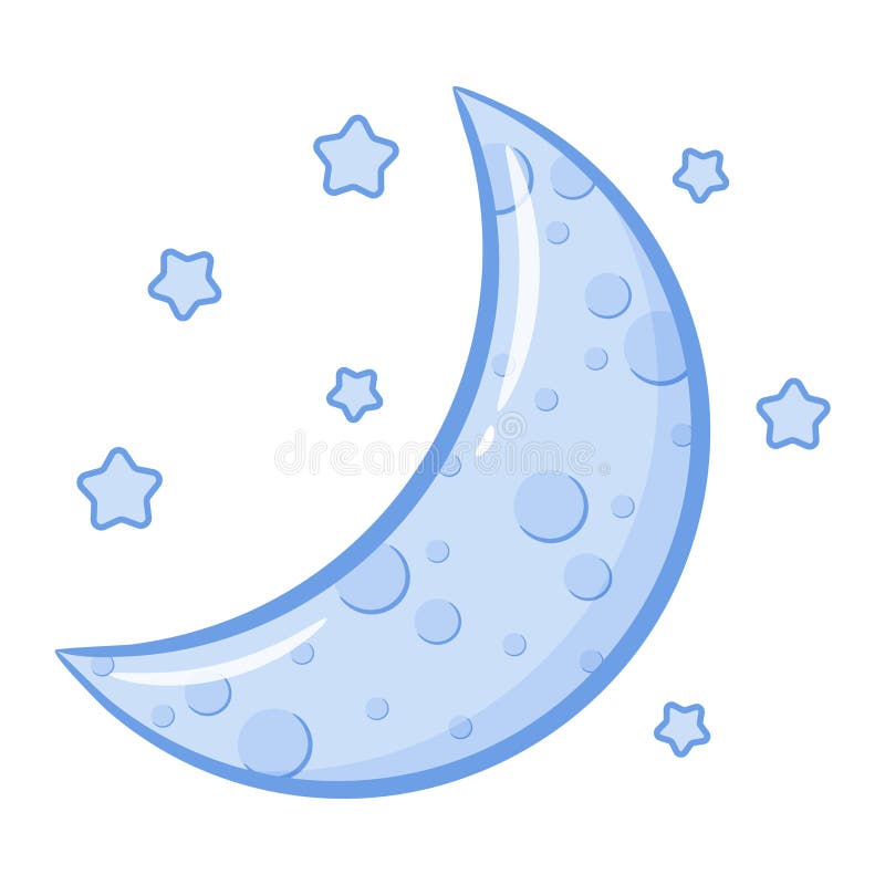 Cute Moon Drawing Clipart Sticker Stock Vector - Illustration of ...