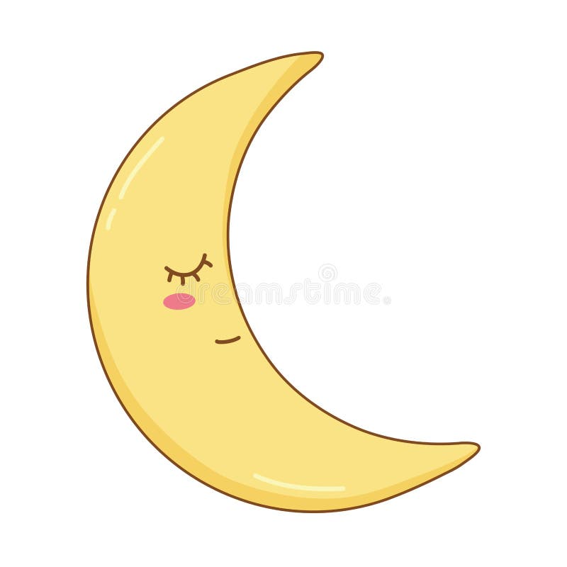 Cute moon kawaii character stock vector. Illustration of little - 142652589