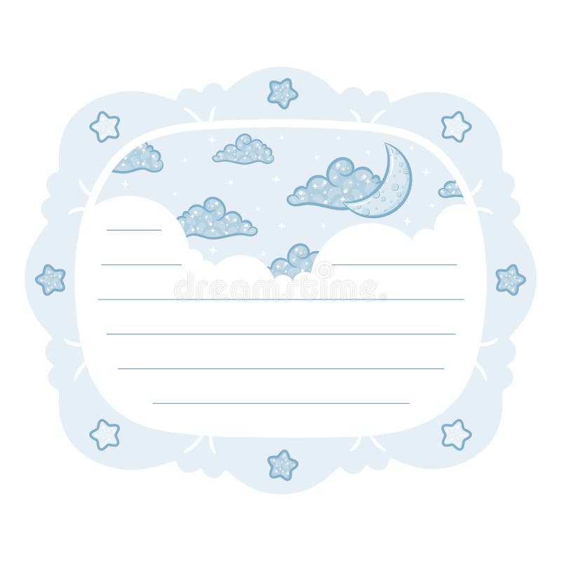 Cute Moon and Stars Frame Cards Letters with Pastel Coloring for ...