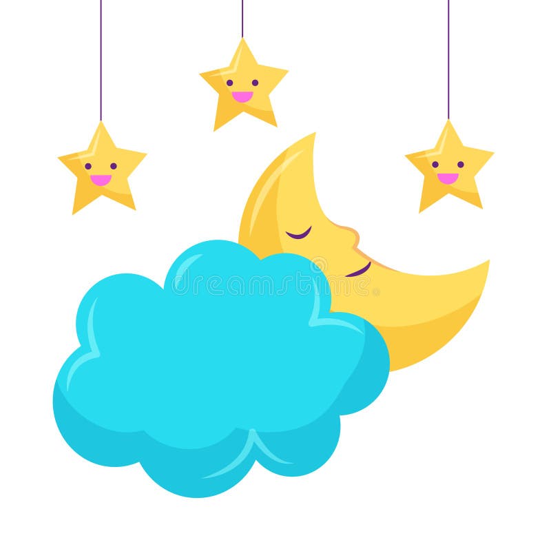 Cute moon and stars vector stock vector. Illustration of night - 273255914