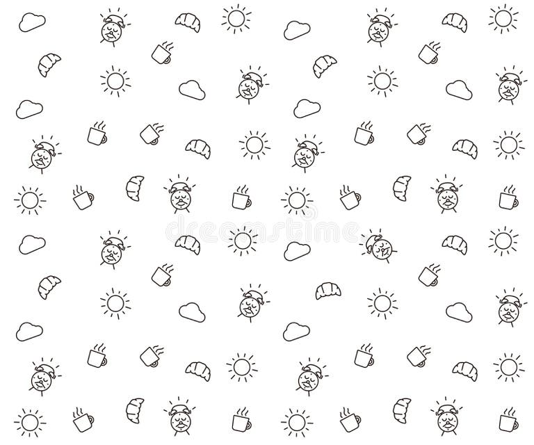Cute Morning Seamless Pattern Background. Vector Wallpaper Illustration ...