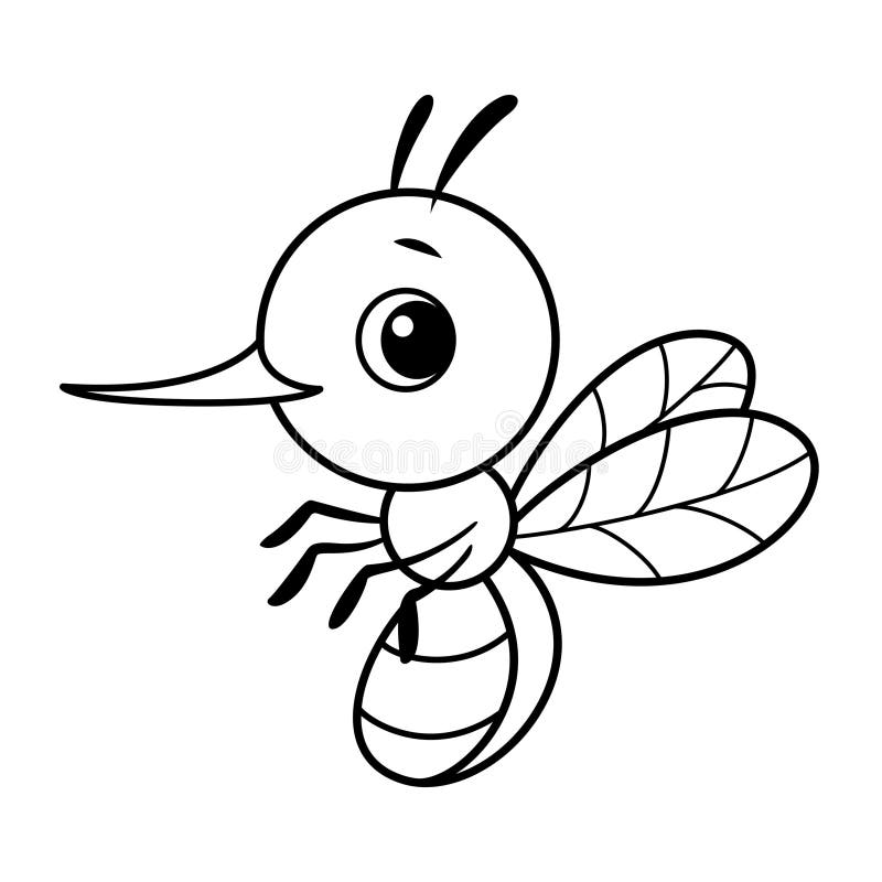 Cute Mosquito Coloring Page Cartoon Illustration Stock Vector ...