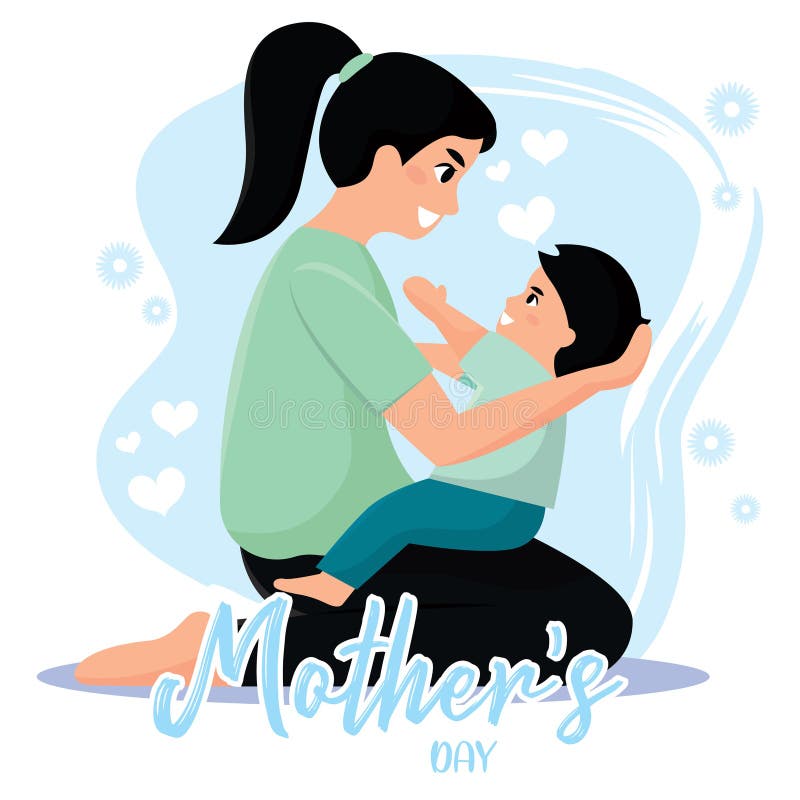 Cute Mother Hugging Her Son Happy Mother Day Vector Stock Vector ... Cute Mother Hugging Her Son Happy Mother Day Vector Stock Vector ...