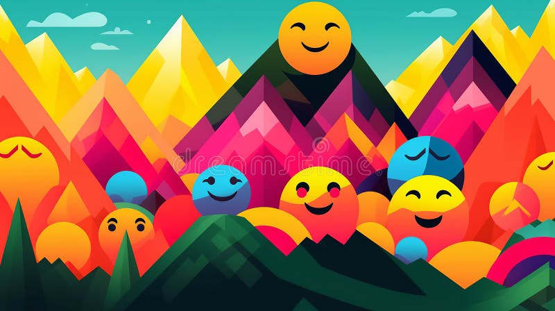 Cute Mountains As a Smiles. Friendly Nature Concept Stock Image - Image ...