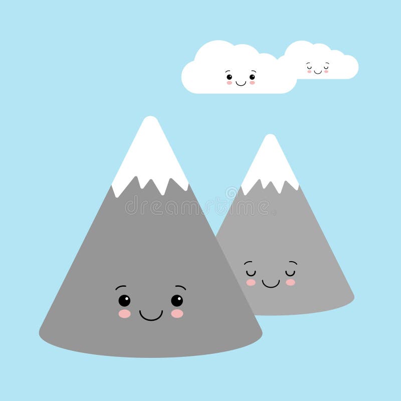 Cute Mountains between Clouds Design. Vector Illustration Stock ...