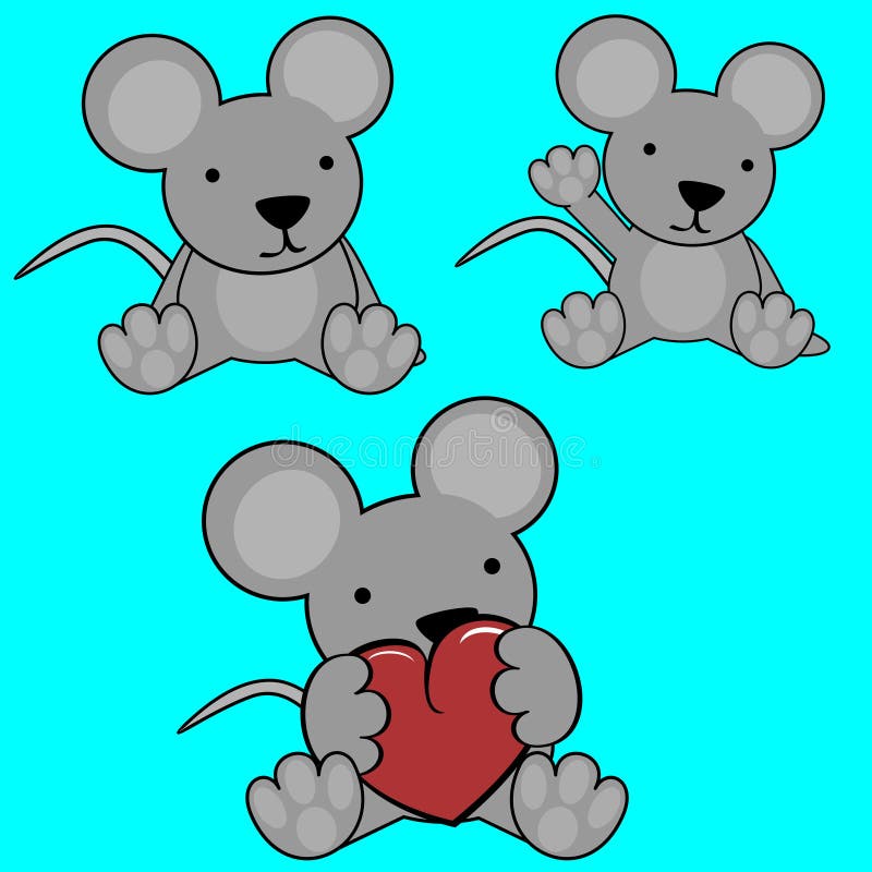 Cute Mouse Baby Cartoon Set Stock Vector - Illustration of happy, cute ...