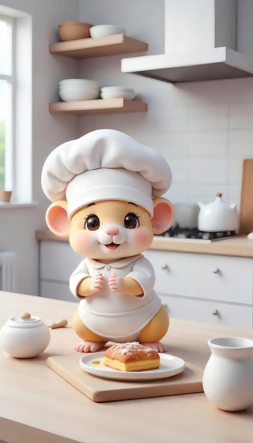 Cute Mouse Baker Preparing Pastry in Bright Kitchen Setting Stock ...