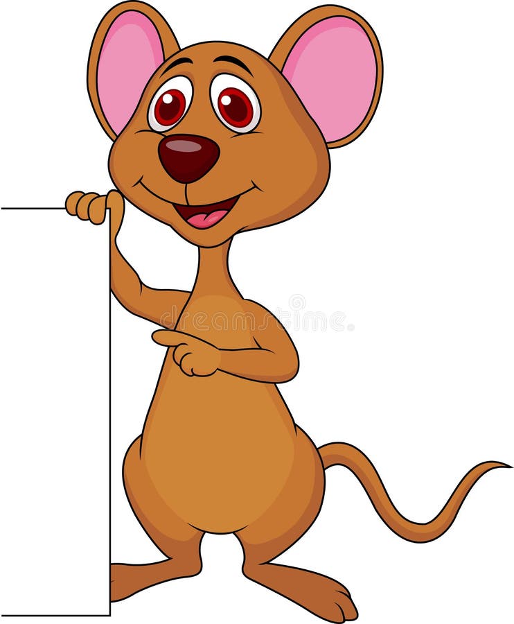 Funny Mouse Cartoon With Blank Sign Stock Vector - Illustration of ...