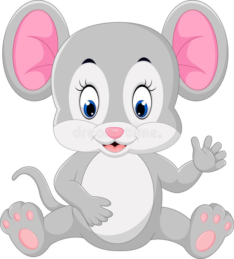 Cute mouse cartoon waving stock vector. Illustration of mouse - 76034700